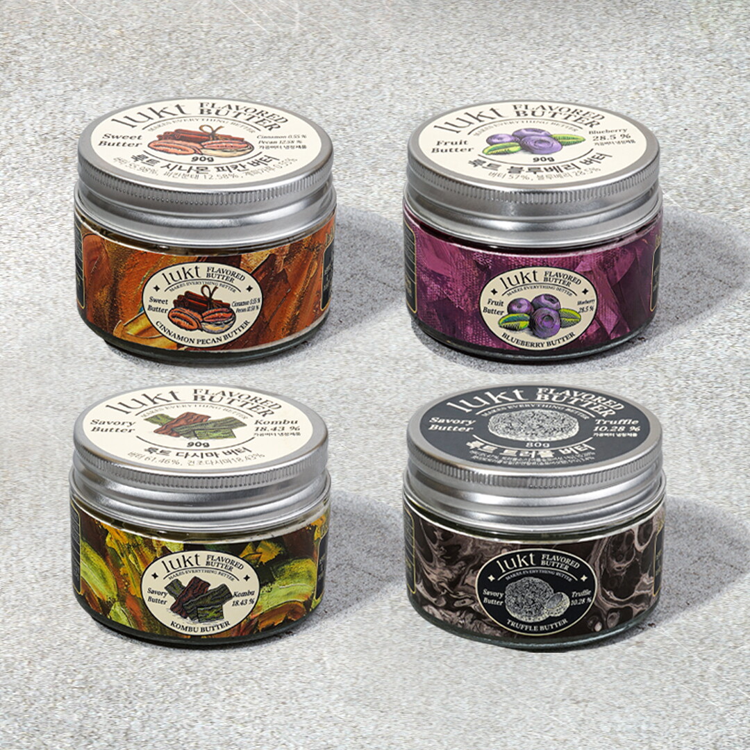 [lotteimall] 룩트 플레이버 버터세트 (다시마버터 90g 1병 +트러플버터 80g 1병 + 시나몬피칸버터 90g 1병 + 블루베리버터 90g 1병) 12666215 ...