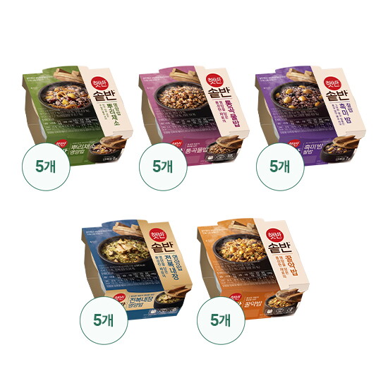 [lotteimall] [CJ제일제당] 솥반 5종 총 25개(전복내장x5+뿌리채소x5+통곡물x5+흑미밤찰밥x5+꿀약밥x5) 12541865 | 홈쇼핑모아